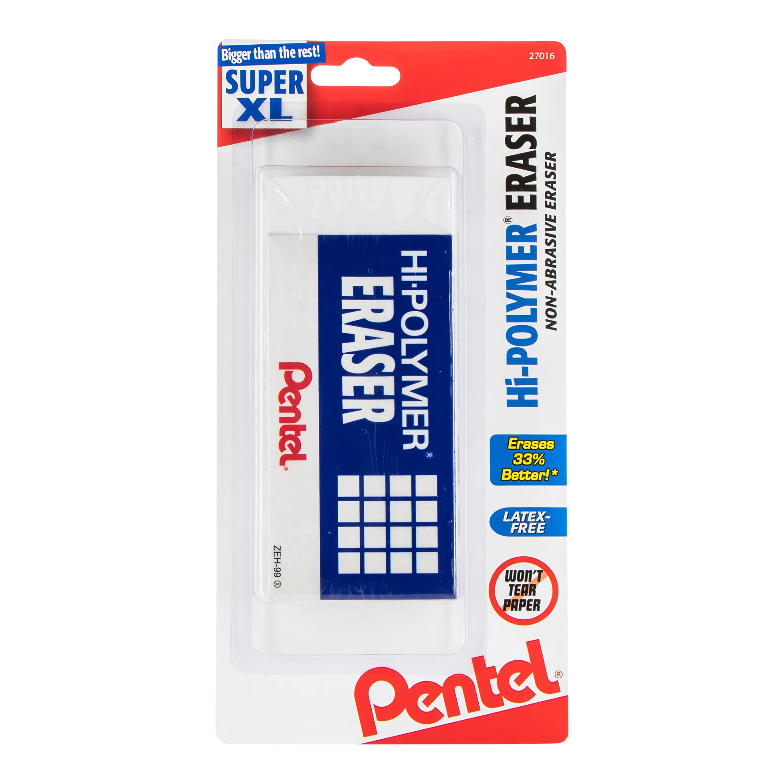 Pentel Hi-Polymer Block Eraser, Super XL White, 1-Pk (ZEH99BP) for ...