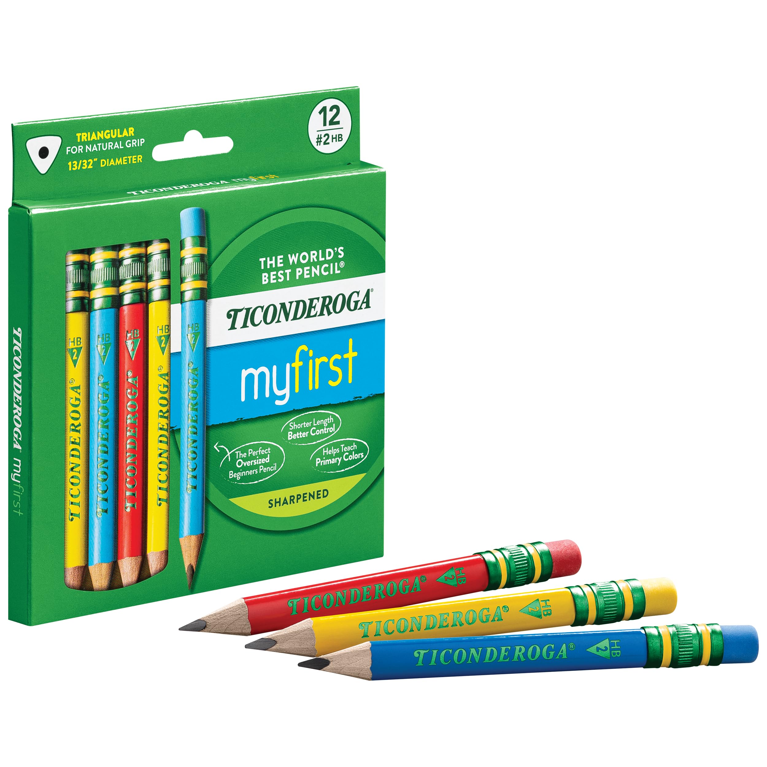 Ticonderoga My First Short Triangular Wood-Cased Pencils, 2 HB Soft ...