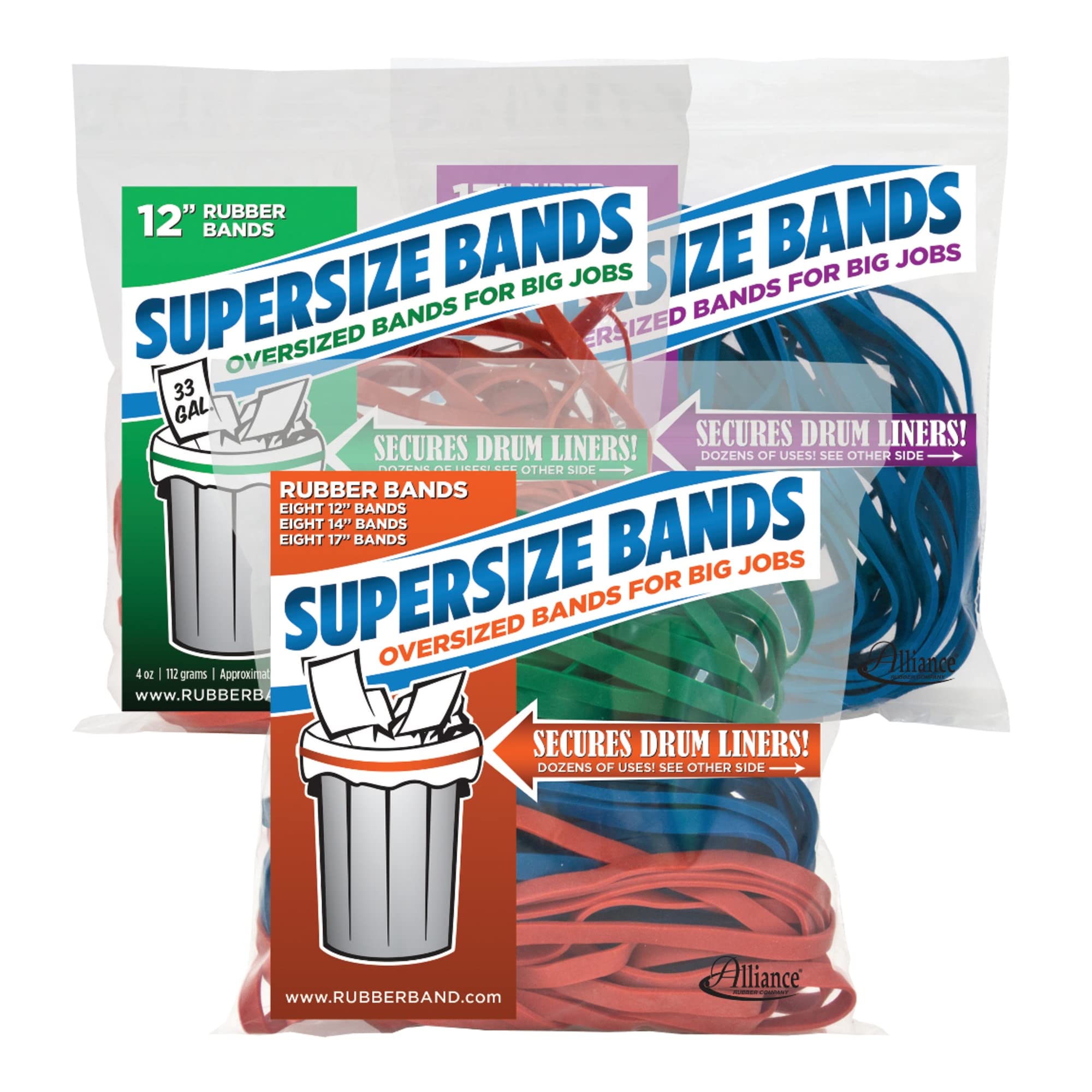 Alliance Rubber 08997 SuperSize Bands, Assorted Large Heavy Duty Latex ...