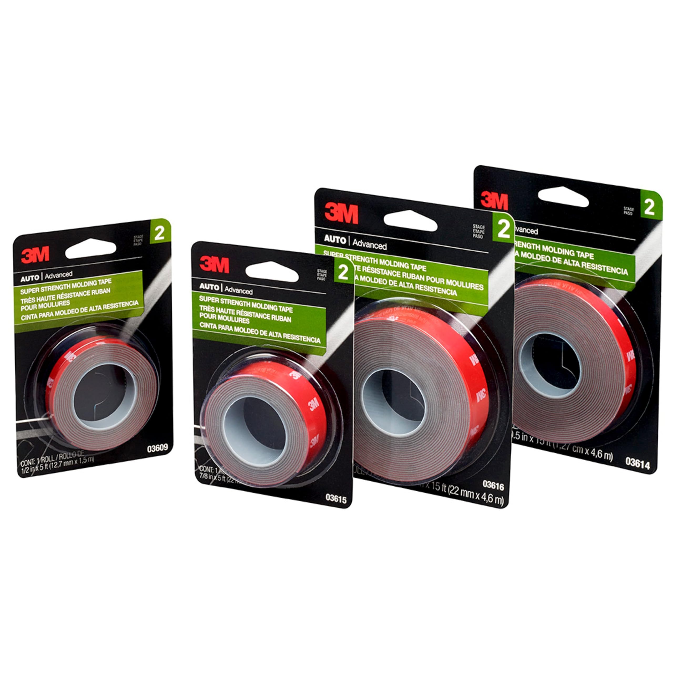 3M Super-Strength Molding Tape, 03614, 1/2 in x 15 ft, 1 Roll - Coralport