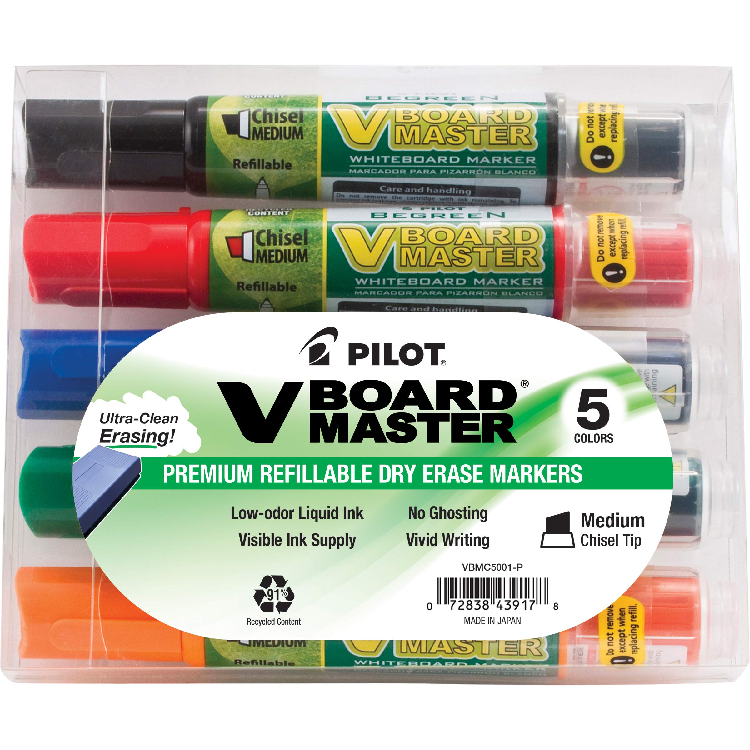 PILOT V Board Master Refillable Dry-Erase Markers\ Medium Chisel Tip ...