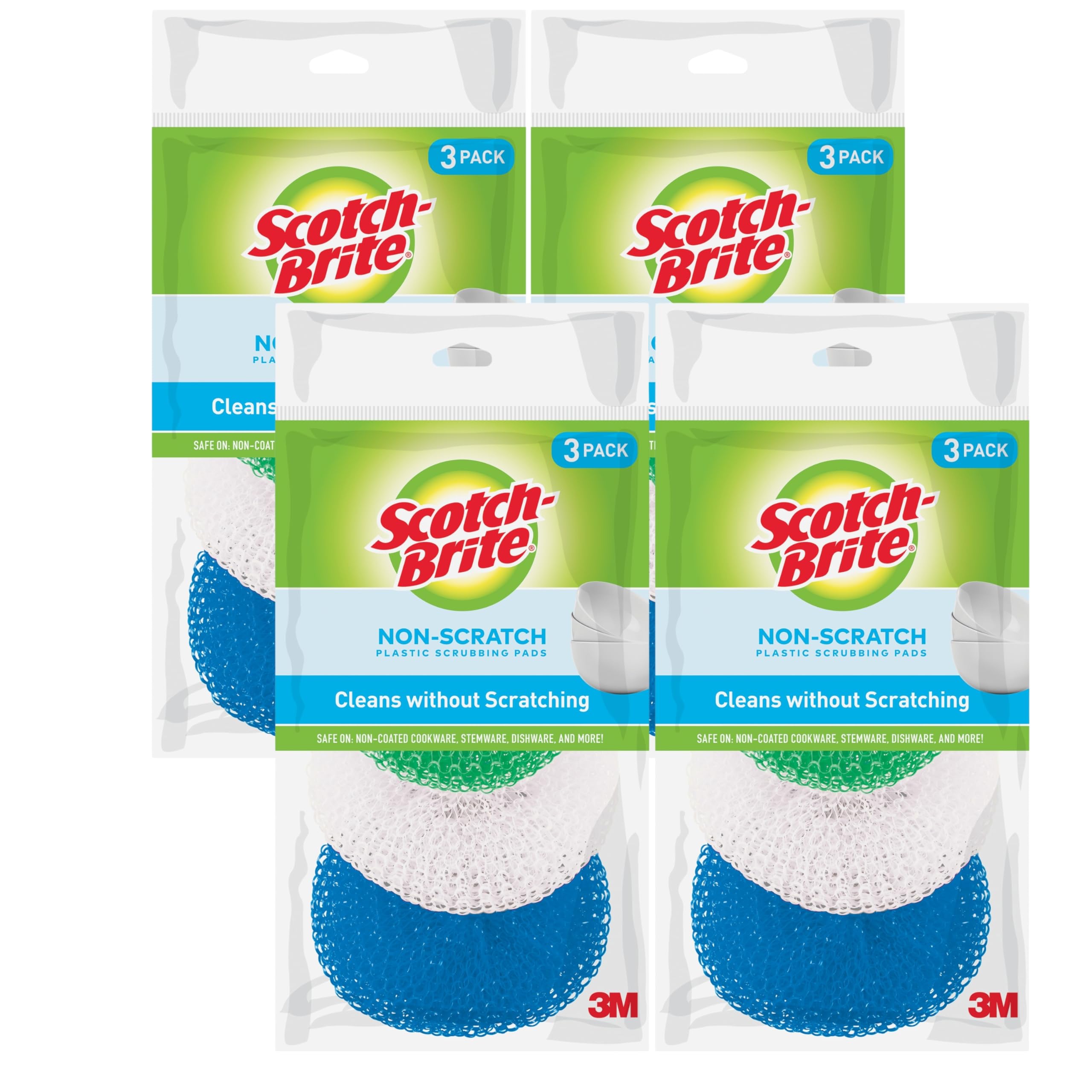 Scotch-Brite Non-Scratch Scouring Pads – Plastic Dish Scrubbers for ...