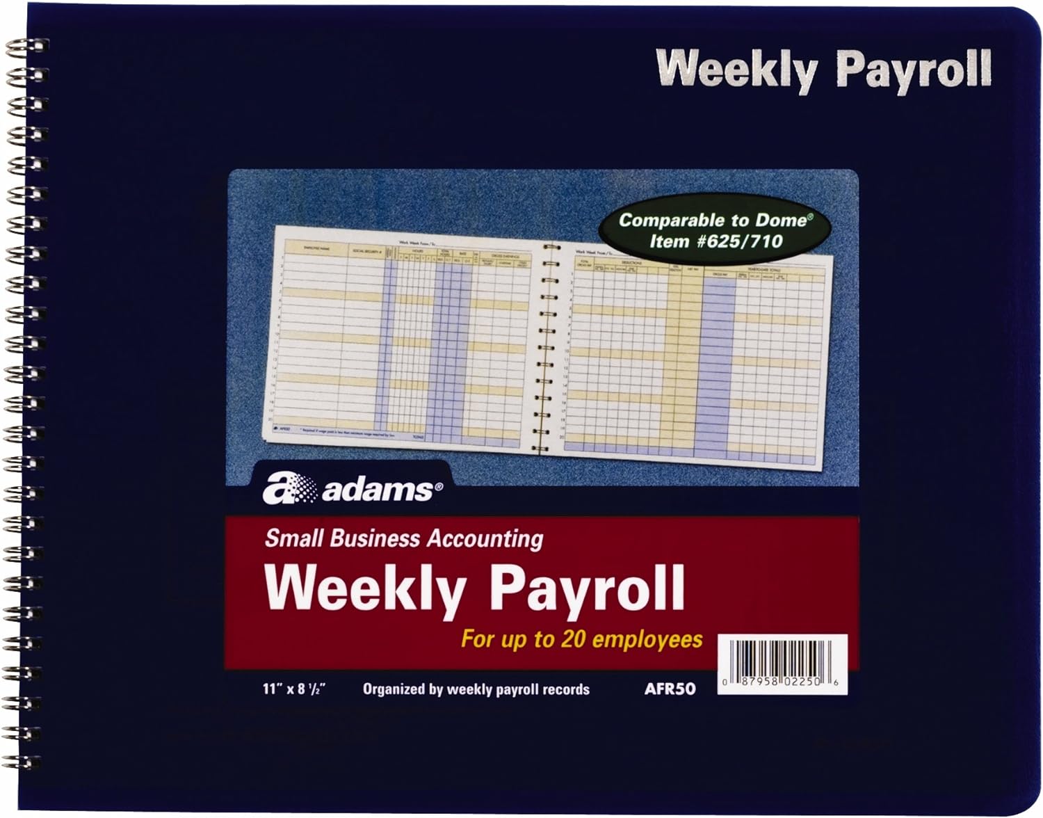 Adams Weekly Payroll Record, 20 Employee Capacity, Spiral Binding, 11 x ...