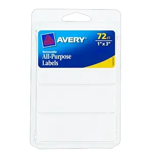 Avery Removable Labels, Rectangular, 1" x 3", White, Pack of 72 (06728 ...